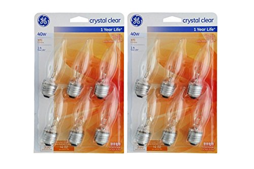 GE Lighting Crystal Clear, Decorative Bent Tip Light Bulb, 40 Watt (350 Lumens) 12 Count