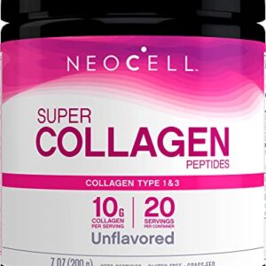 NeoCell Super Collagen Powder, 10g Collagen Peptides per Serving, Gluten Free, Keto Friendly, Non-GMO, Grass Fed, Paleo Friendly, Healthy Hair, Skin, Nails & Joints, Unflavored, 7 Oz