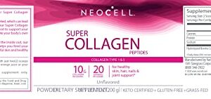 NeoCell Super Collagen Powder, 10g Collagen Peptides per Serving, Gluten Free, Keto Friendly, Non-GMO, Grass Fed, Paleo Friendly, Healthy Hair, Skin, Nails & Joints, Unflavored, 7 Oz