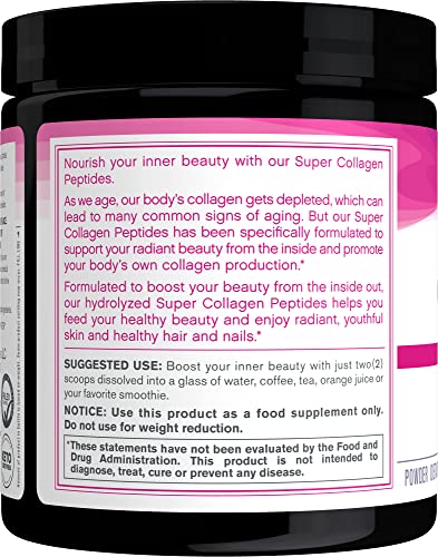 NeoCell Super Collagen Powder, 10g Collagen Peptides per Serving, Gluten Free, Keto Friendly, Non-GMO, Grass Fed, Paleo Friendly, Healthy Hair, Skin, Nails & Joints, Unflavored, 7 Oz