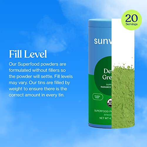 Sunwink Detox Powdered Greens - Organic Greens Powder Superfood for Debloat - Super Greens Powder w/Celery, Dandelion, Spirulina - Daily Greens Powder for Gentle Detox - 4.2 oz (20 Servings)