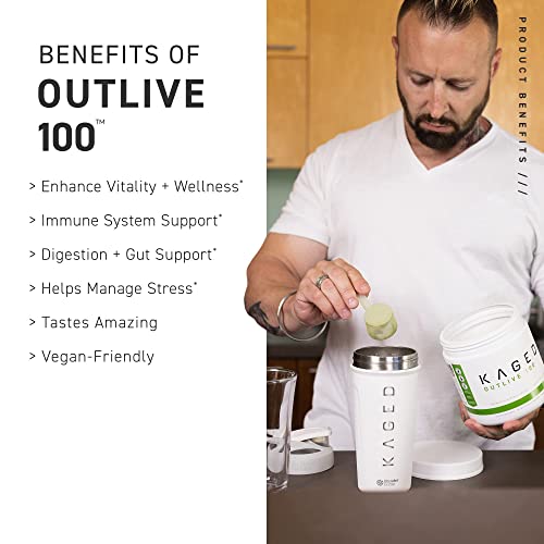 Kaged Muscle Outlive 100 Organic Superfoods and Greens Powder with Apple Cider Vinegar, Antioxidants, Adaptogen, Prebiotics,(Berry, 30 Servings)