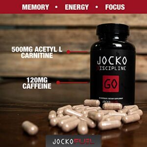 Jocko Fuel Discipline GO Brain Booster - Nootropic Dietary Supplements for Memory & Focus - PreWorkout Energy & Focus Supplement (90 Capsules)