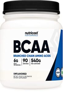 nutricost bcaa powder 2:1:1 (unflavored, 90 servings) – branched chain amino acids