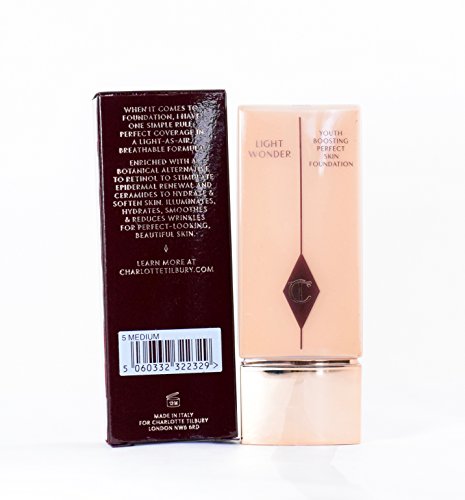 Charlotte Tilbury Light Wonder Youth-Boosting Perfect Skin Foundation - 05 Medium - 1.4 Oz Full Size