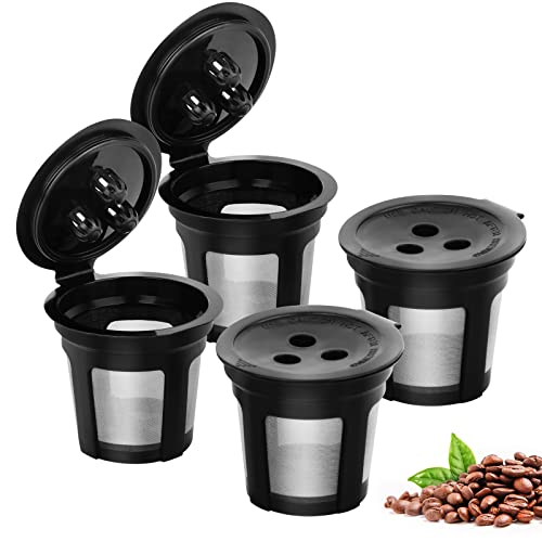 Reusable Coffee Filter for Ninja Coffee Maker, 4 Pack Refillable K Cup Coffee Pods with BPA Free and Stainless Steel Mess Material Compatible with Ninja CFP201 CFP301 CFP400 Dual Brew Pro Coffee Maker