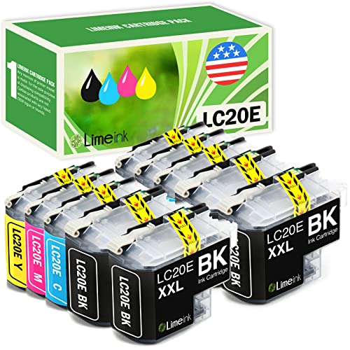 Limeink Compatible Ink Cartridges Replacement for Brother LC20e Ink Cartridges LC20e for Brother Printer Ink MFC-J985DW J5920DW J775DW J985DWXL for Brother LC20em Ink Cartridge (BK/C/M/Y) 10 Pack