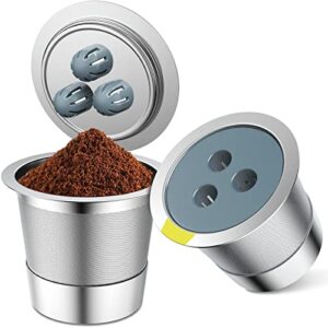 stainless steel reusable k cups compatible with ninja coffee maker,upgrade2 pack k cups reusable coffee pods,permanent k cups coffee filters fit ninja cfp201 cfp300 cfp301 cfp305 cfp307 cfp400 (2pack)