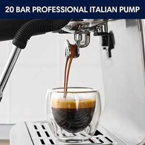 Espresso Machine with Grinder and Milk Frother, 20 Bar Semi Automatic Espresso Coffee Machine Latte and Cappuccino Coffee Maker All in One Espresso Machine For Home Barista, Brushed Stainless Steel