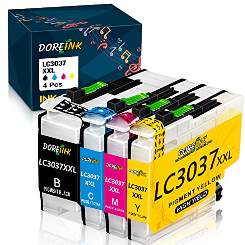 DOREINK LC3037 Ink Cartridge Replacement for Brother LC3037XXL LC3039 3037 3039 Work for Brother MFC-J6545DW MFC-J5945DW MFC-J6945DW MFC-J5845DW MFC-J5845DWXL MFC-J6545DWXL Printer (4 Pack)