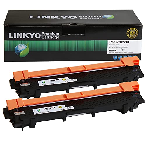 LINKYO Compatible Toner Cartridge Replacement for Brother TN221BK TN-221BK (Black, 2-Pack)