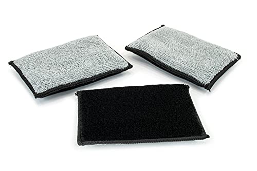 Scrub Ninja - Interior Scrubbing Sponge (5”x3”) for Leather, Plastic, Vinyl and Upholstery Cleaning (Black/Gray)