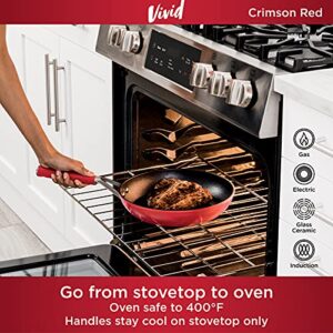 Ninja C20020 Foodi NeverStick Vivid 8-Inch Fry Pan, Nonstick, Durable & Oven Safe to 400°F, Cool-Touch Handles, Crimson Red