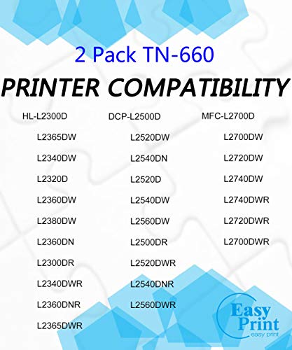 EASYPRINT (Double Black Combo) Compatible Toner Cartridge TN-660 TN660 TN630 TN-630 Used for Brother HL-L2340DW L2380DW L2340DWR DCP-L2500D L2540DNR L2560DW MFC-L2720DW L2700DW L2740DW Printer