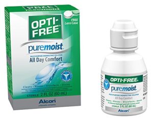 opti-free puremoist multi-purpose disinfecting solution with lens case, (packaging may vary), 2 fl oz (pack of 1)