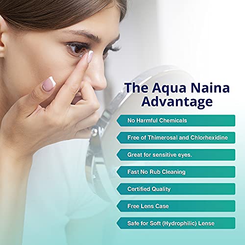 Aqua Naina (2 Pack) 12 Fl Oz | Contact Lens Solution | Cleaning and Disinfecting Multi-Purpose Solution | Convenient Everyday Lens Hygiene and Eye Care