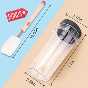 Single Serve 16 oz Blender Cups & 6 Fins Blender Blade Assembly Replacement Parts Compatible w/Nutri Ninja BL770 BL771 BL772 BL740 BL780 BL660 BL663 Professional Smoothie Blender | 2 Cups & 1 Blade