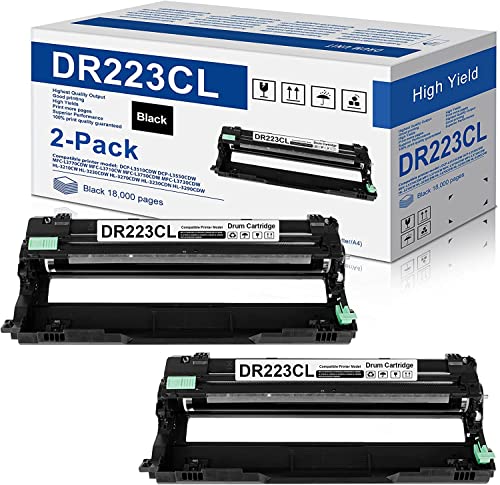 2-Pack DR223CL Drum Unit Black: Replacement for Brother DR223CL DR223 DR-223 use with MFC-L3770CDW MFC-L3750CDW HL-L3230CDW HL-L3290CDW HL-L3210CW MFC-L3710CW Printer Ink