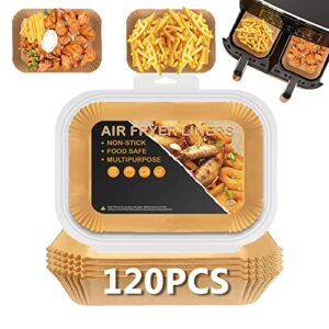 air fryer disposable paper liner rectangle 120 pcs 8.6x 5.5” for ninja dual air fryer with 2 baskets 8 qt and above, air fryer parchment liners rectangular non-stick, fit ninja dz201 dz401 ig651