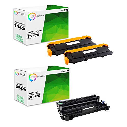 TCT Premium Compatible Toner Cartridge and Drum Unit Replacement for Brother TN420 DR420 Works with Brother HL-2230 2280, MFC-7360 7460 7860, DCP-7060 7065 7070 Printers (2 TN-420, 1 DR-420) - 3 Pack