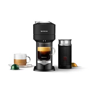 nespresso vertuo next deluxe coffee and espresso machine by breville with milk frother, matte black chrome