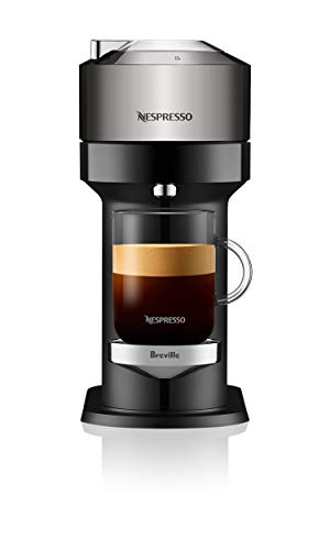 Nespresso Vertuo Next Deluxe Coffee and Espresso Maker by De’Longhi, Pure Chrome with Aeroccino Milk Frother,1.1 liter , Black