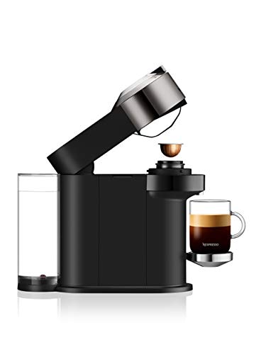 Nespresso Vertuo Next Deluxe Coffee and Espresso Maker by De’Longhi, Pure Chrome with Aeroccino Milk Frother,1.1 liter , Black