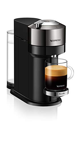 Nespresso Vertuo Next Deluxe Coffee and Espresso Maker by De’Longhi, Pure Chrome with Aeroccino Milk Frother,1.1 liter , Black