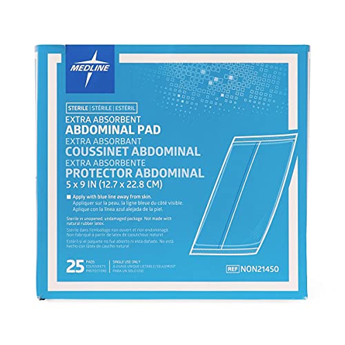 Medline Medline Sterile Abdominal Pad, NON21450H, 5 inch x 9 inch, 2 Packs of 25 Count