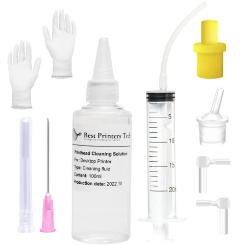 Best Printers Printhead Cleaning Kit - HP, Epson,Canon, Brother & Lexmark - Large High Efficiency 20ml Premium Syringe - 100ml Certified