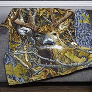 Dawhud Direct Camo Buck Deer Fleece Blanket for Bed Size 50" x 60" Woodland Fleece Throw Blanket for Men, Women and Kids Super Soft Plush Deer Blanket Throw, Animal Print Blanket, Blanket for Kids