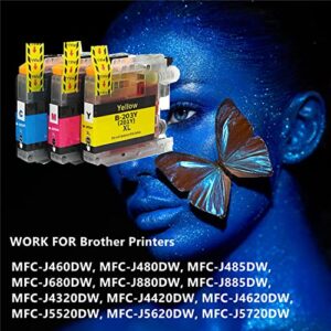 ColorInk Ink Cartridge Replacement LC203 LC203XL LC201 LC201XL Compatible with Brother MFC-J460DW J480DW J485DW J680DW J880DW J885DW MFC-J4320DW J4420DW J4620DW(4 Cyan, 4 Magenta, 4 Yellow, 12 Pack)