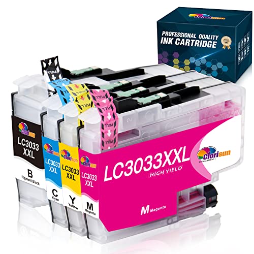 Clorisun Compatible Ink Cartridge Replacement for Brother LC3033XXL LC3033 for Brother MFC-J995DW, MFC-J995DWXL, MFC-J815DW, MFC-J805DW, MFC-J805DWXL Printer (Black, Cyan, Magenta, Yellow, 4-Pack)