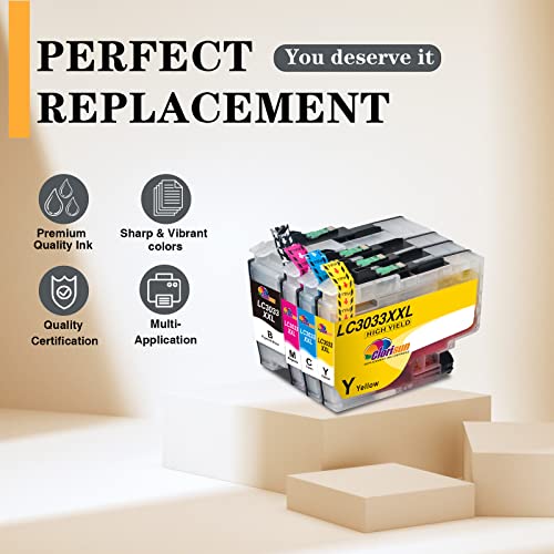 Clorisun Compatible Ink Cartridge Replacement for Brother LC3033XXL LC3033 for Brother MFC-J995DW, MFC-J995DWXL, MFC-J815DW, MFC-J805DW, MFC-J805DWXL Printer (Black, Cyan, Magenta, Yellow, 4-Pack)