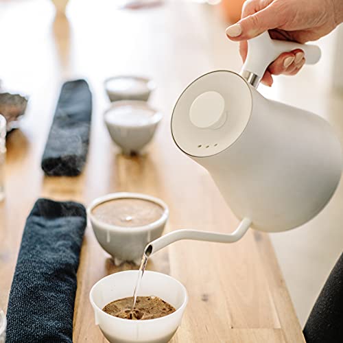 Fellow Stagg EKG Electric Gooseneck Kettle - Pour-Over Coffee and Tea Kettle - Stainless Steel Kettle Water Boiler - Quick Heating Electric Kettles for Boiling Water - Matte White