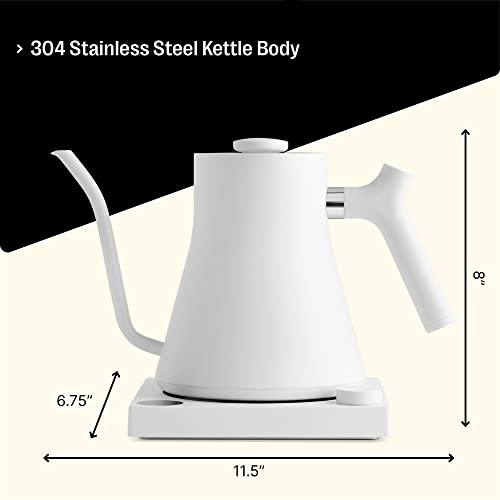 Fellow Stagg EKG Electric Gooseneck Kettle - Pour-Over Coffee and Tea Kettle - Stainless Steel Kettle Water Boiler - Quick Heating Electric Kettles for Boiling Water - Matte White