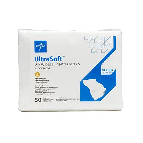 Medline Ultrasoft Dry Baby Wipes, Gentle Disposable Cleansing Cloths, 500 Count, Dry Wipe Size is 10 x 13 inches, Great for Sensitive Skin and can be used as Baby Washcloths, Incontinence Wipes