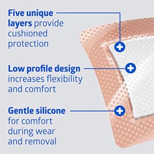 Medline Optifoam Gentle EX Bordered Foam Adhesive Dressing, 3" x 3" Square (10 Count)