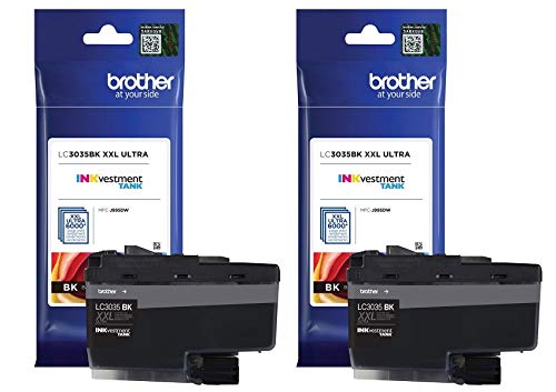 Brother Genuine Ultra High Yield Black Ink Cartridge 2-Pack, LC3035BK, Replacement Black Ink, Page Yield Up to 6,000 Pages Each, LC3035