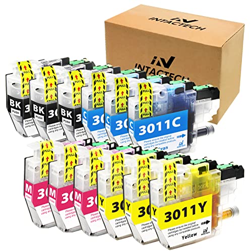 Intactech Compatible Ink Cartridges Replacement for Brother LC-3011 LC3011 BKCMY Work for Printer MFC-J491DW, MFC-J497DW, MFC-J690DW, MFC-J895DW 3 Sets-12 Pack (3 Black,3 Cyan,3 Magenta,3 Yellow)