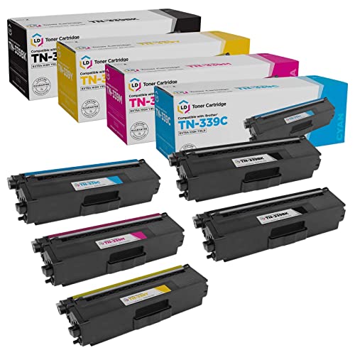 LD Compatible Toner Cartridge Replacement for Brother TN-339 Extra High Yield (2 Black, 1 Cyan, 1 Magenta, 1 Yellow, 5-Pack)