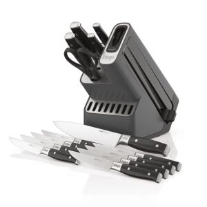 ninja k32015a foodi neverdull premium knife system, 15 piece knife block set with built-in sharpener, german stainless steel knives, black