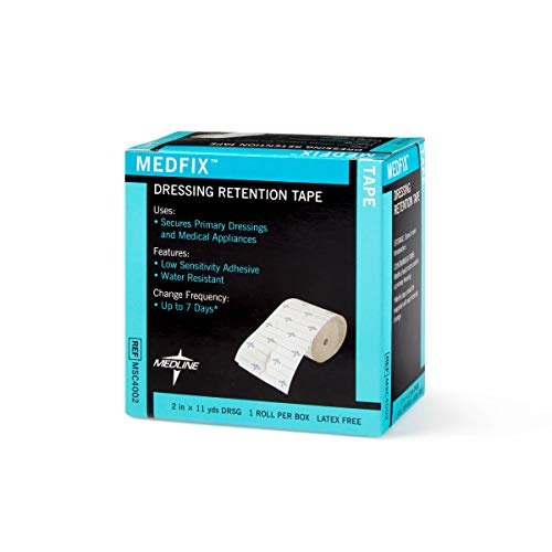 Medline MedFix Dressing Retention Tape with S-Release Liner, Secures Primary Dressings and Medical Appliances, 2" x 11 yd