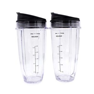 replacement blender cup with lid (2 pack) 24 oz cups for ninja auto iq bl480 bl482 bl642 nn102 bl682 bl450 bn751 bn801 foodi ss351 ss401 ninja blender auto iq blade