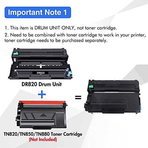 DR820 DR 820 Drum Unit: Compatible for DR-820 TN850 2-Pack Drum Replacement for Brother HL-L6200DW MFC-L5850DW MFC-L5900DW MFC-L6700DW MFC-L5800DW HL-L6400DW HL-L6200DWT HL-L5200DW HL-L5100DN Printer