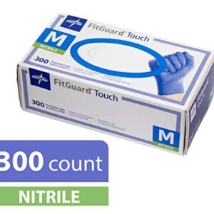 Medline FitGuard Touch Nitrile Exam Gloves, Disposable, Powder-Free, Cobalt Blue, Medium, Box of 300