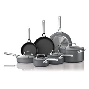 ninja c39800 foodi neverstick premium 12-piece cookware set, hard-anodized, nonstick, durable & oven safe to 500°f, slate grey