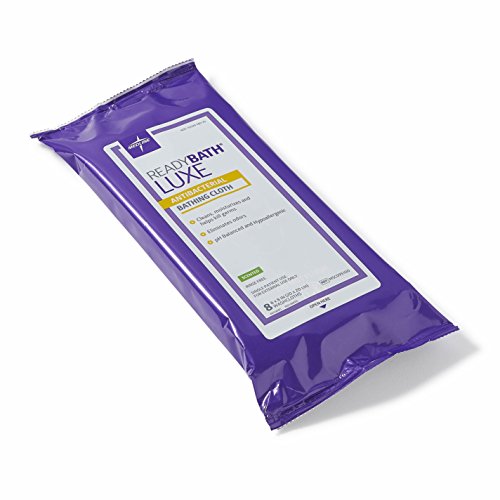 Medline ReadyBath LUXE Antibacterial Body Cleansing Cloth Wipes, Scented, Extra Thick Wipes (8 Count Pack, 24 Packs)