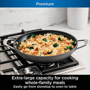 Ninja C30830 Foodi NeverStick Premium 12-Inch Everyday Pan with Glass Lid, Hard-Anodized, Nonstick, Durable & Oven Safe to 500°F, Slate Grey