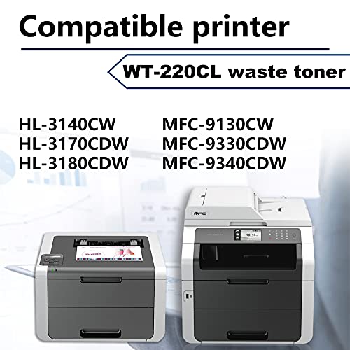 2 Pack Black Compatible WT-220CL Remanufactured Waste Toner Box Replacement for Brother HL-3140CW 3170CDW 3180CDW MFC-9130CW 9330CDW 9340CDW Printer Toner (50,300 Pages Per Toner,High Yield).